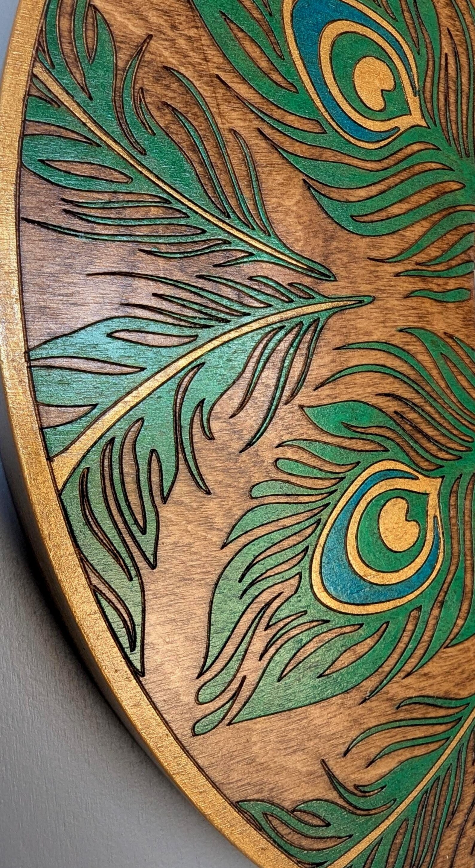 Peacock Feather Ecobee Wall Plate – Handmade Wooden Wall Decor - Etsy