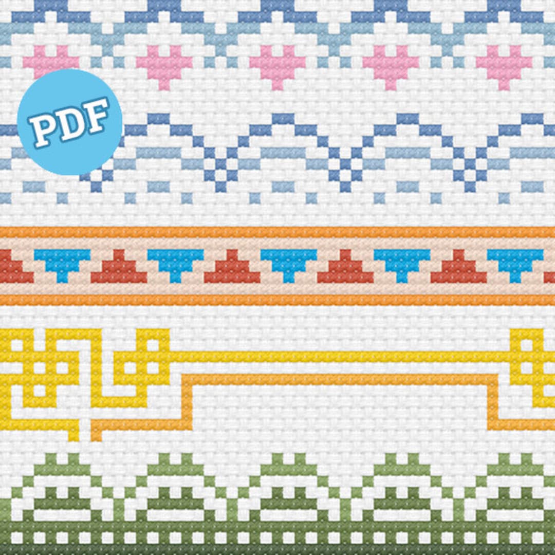 Assorted Cross Stitch Border Patterns - PDF Download - Etsy