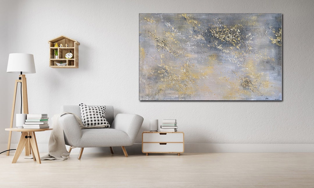 GOLD Wall ART Large, ABSTRACT Wall Decal, Handprint Art, Gold Large ...