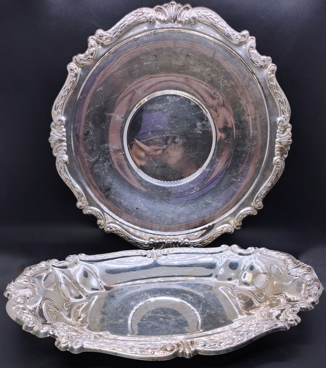 Elegant Pair of Unmarked Silverplated Platters - Timeless Duo - Etsy
