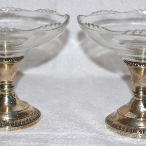 Vintage Sterling and Glass Compote Bowls - Frank M Whiting - Weighted ...