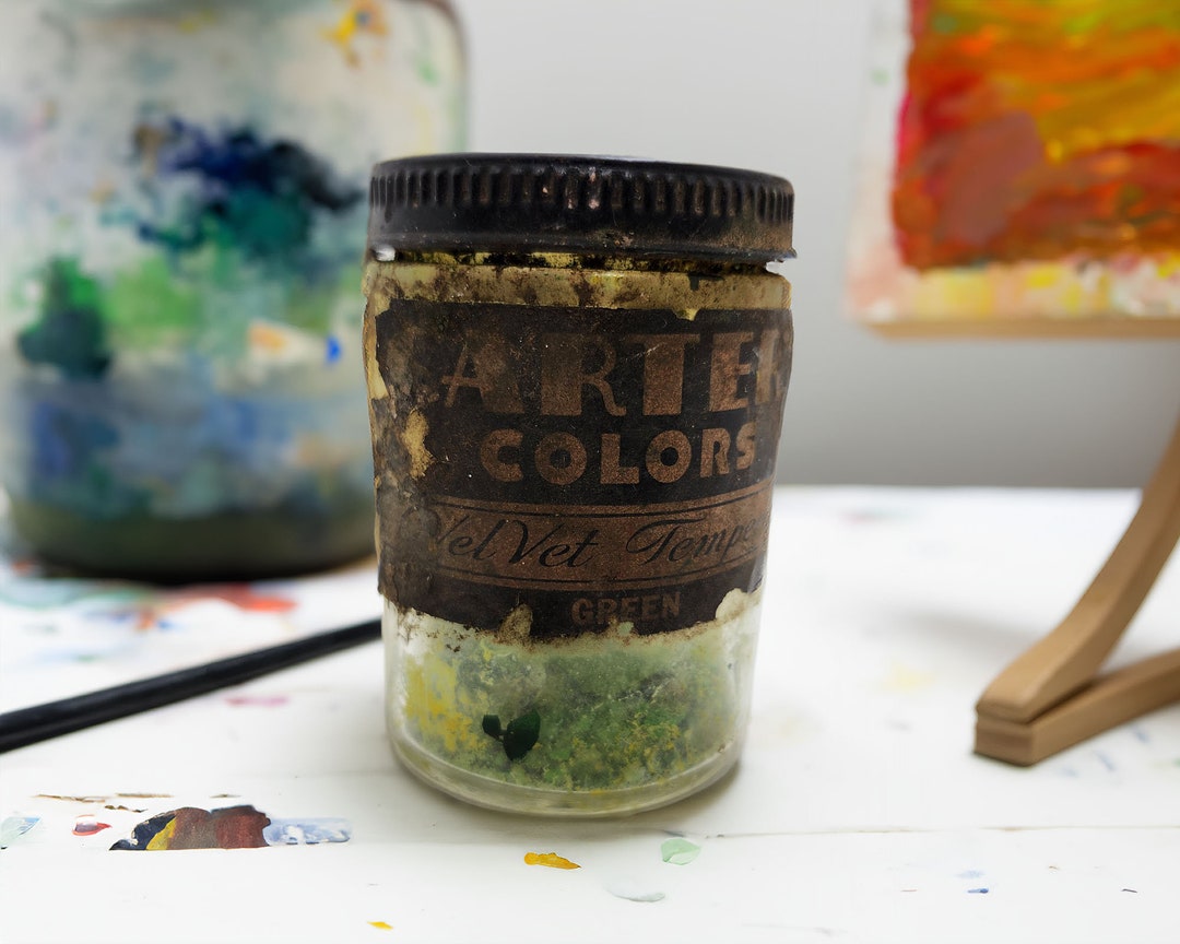 Rare 1930s Carter's Colors Green Inkwell Bottle W/ Original Label & Cap ...