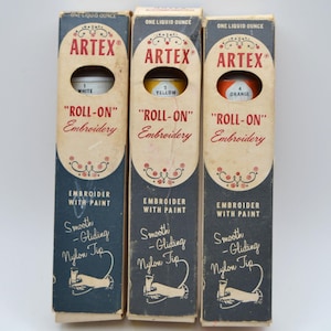Vintage 1970s ARTEX Roll-on Embroidery Paints | 11 Tube Set in Original ...