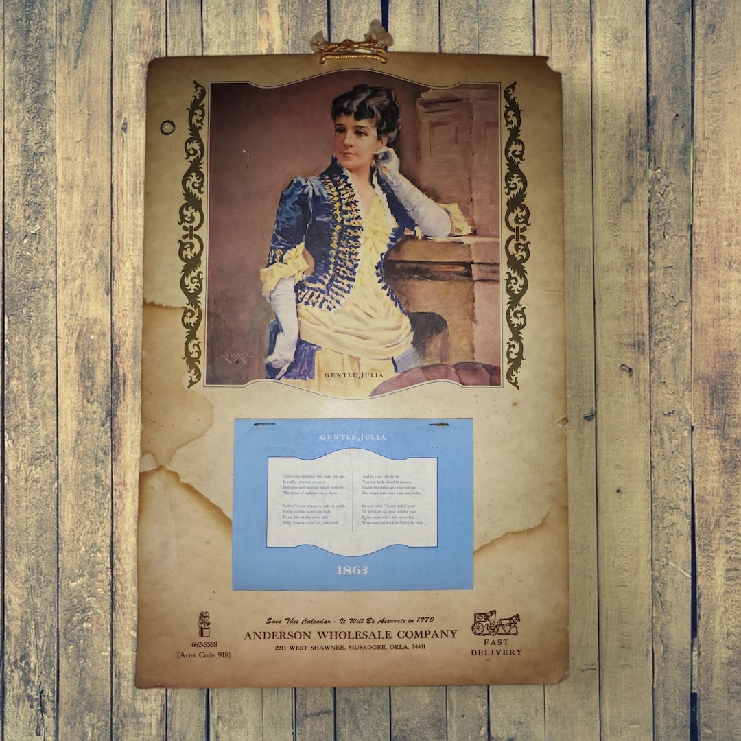 Vintage 1970 Gentle Julia Calendar – 1863 Replica W/ Poem, Anderson ...