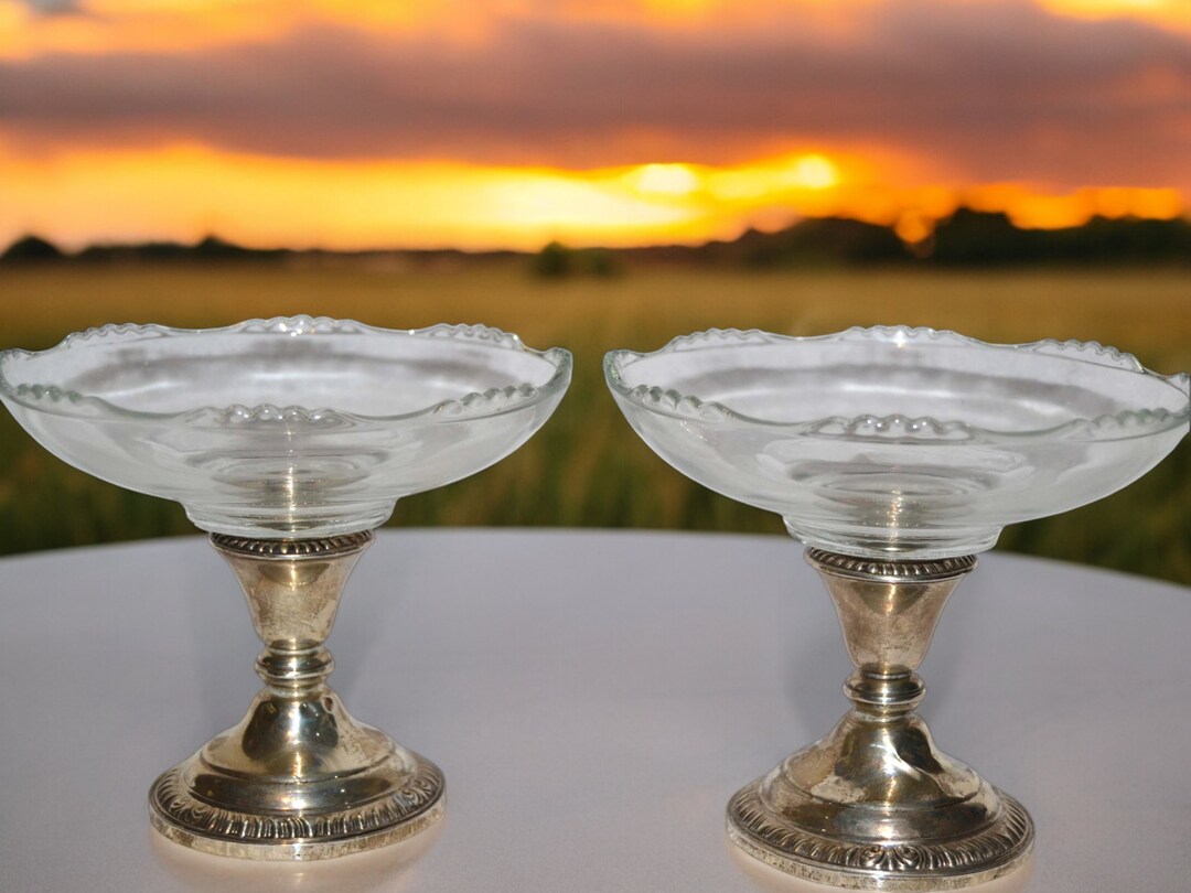Vintage Sterling and Glass Compote Bowls - Frank M Whiting - Weighted ...