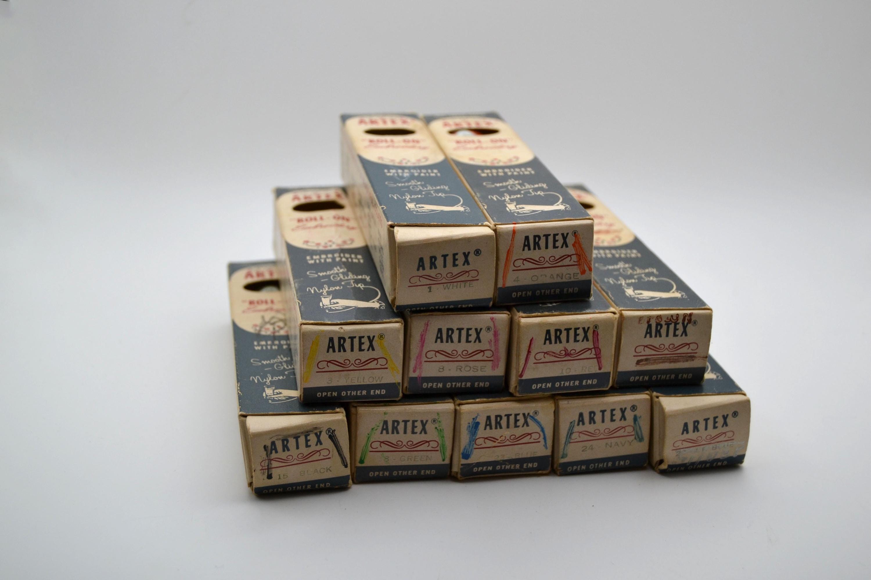 Vintage 1970s ARTEX Roll-on Embroidery Paints | 11 Tube Set in Original ...