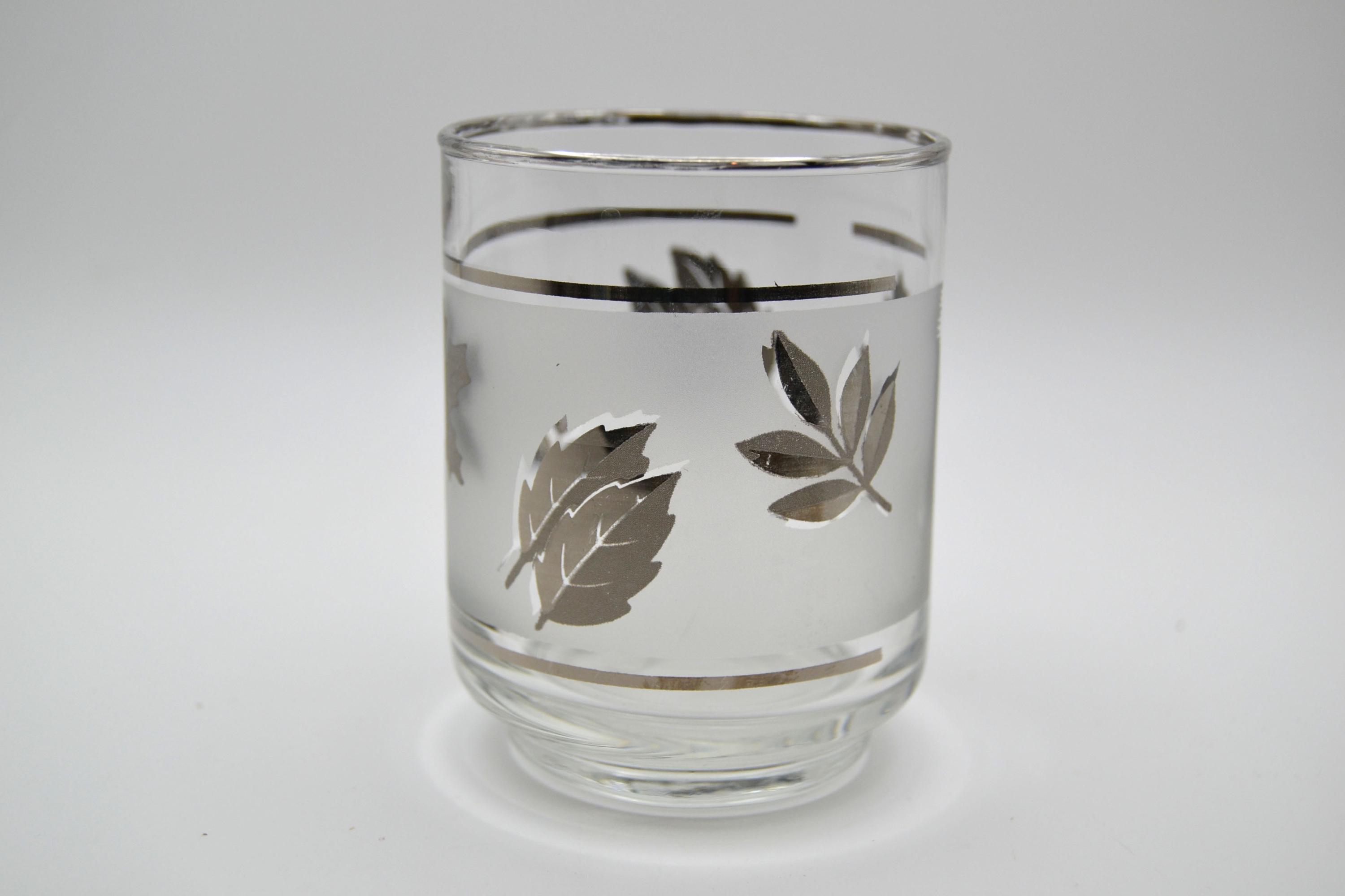 Libbey Silver Leaf Whiskey Glass | Vintage Frosted Barware | Mid ...