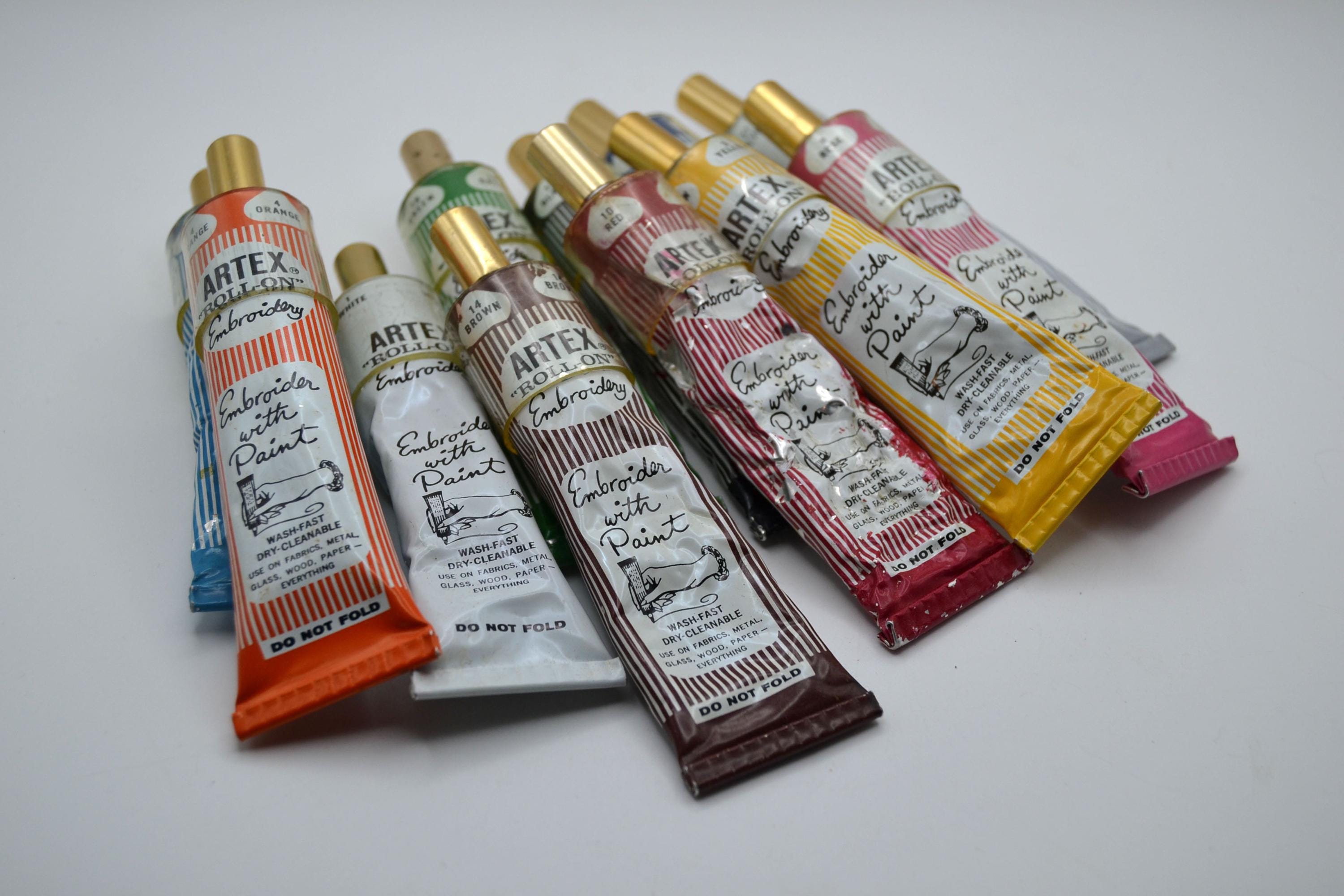 Vintage 1970s ARTEX Roll-on Embroidery Paints | 11 Tube Set in Original ...