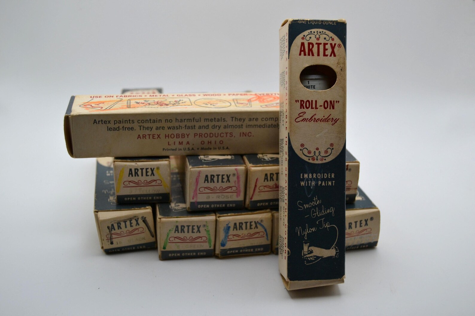 Vintage 1970s ARTEX Roll-on Embroidery Paints | 11 Tube Set in Original ...