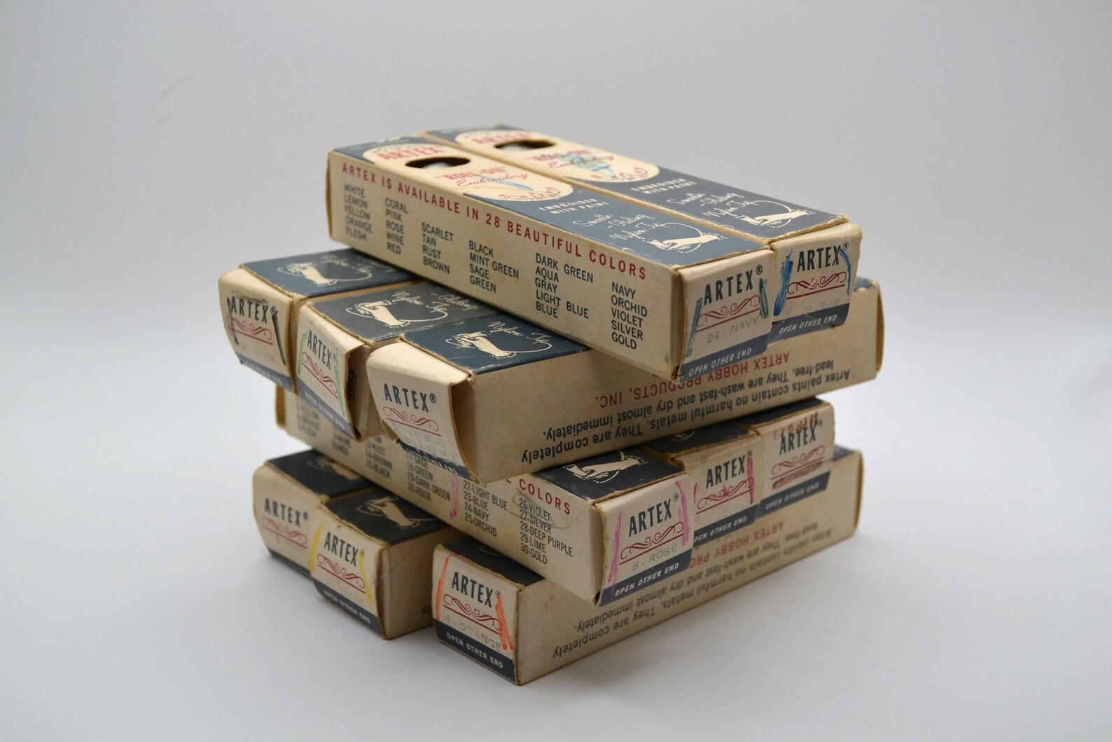 Vintage 1970s ARTEX Roll-on Embroidery Paints | 11 Tube Set in Original ...