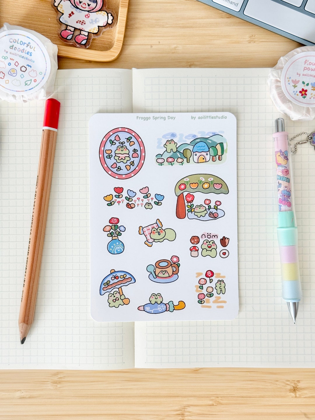 Froggo Spring Day Sticker Sheet Bullet Journal Stickers, Cute Planner Stickers, Scrapbook ...
