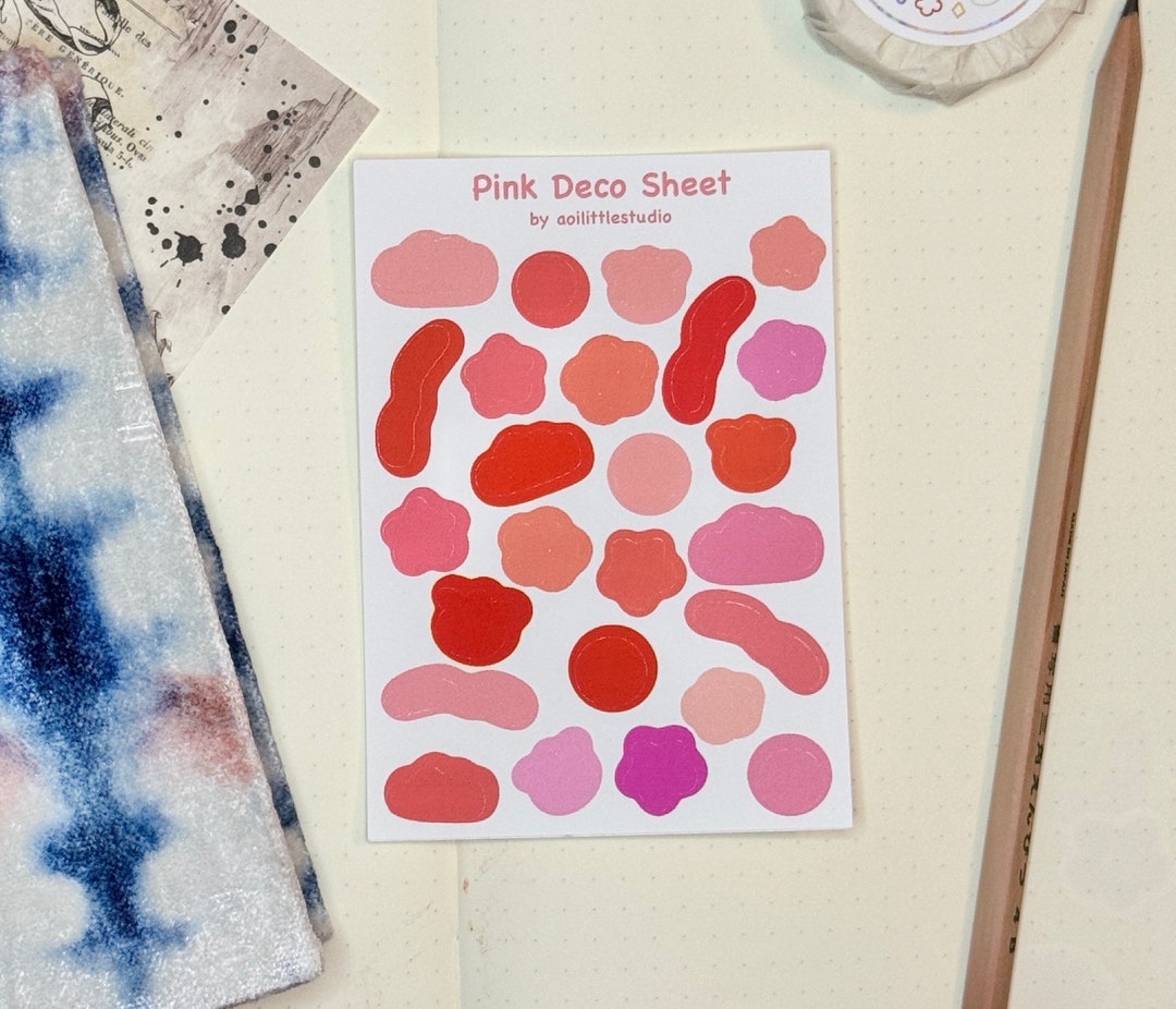 Pink Deco Mini Sticker Sheet Bullet Journal Stickers, Cute Planner ...