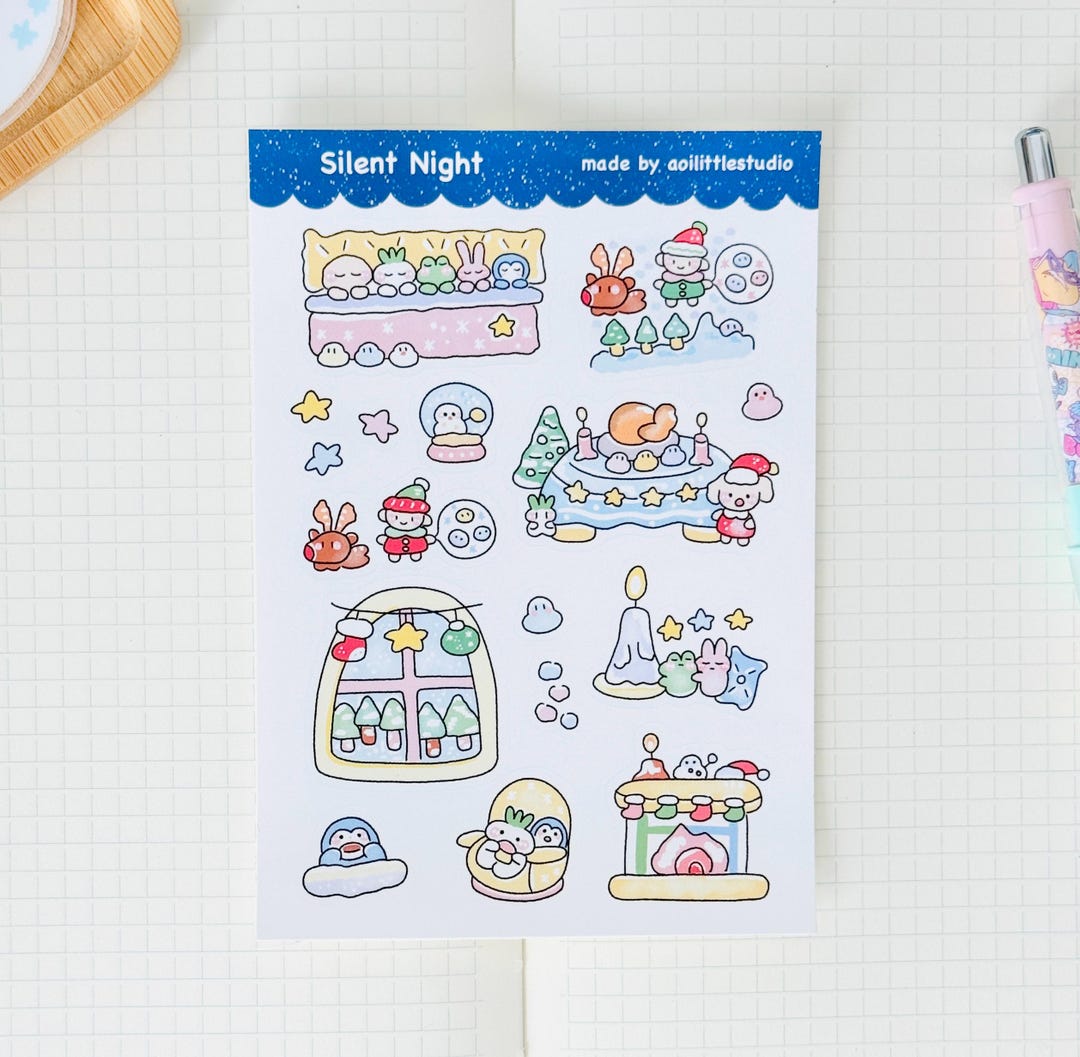 Silent Night Sticker Sheet Bullet Journal Stickers, Cute Planner ...