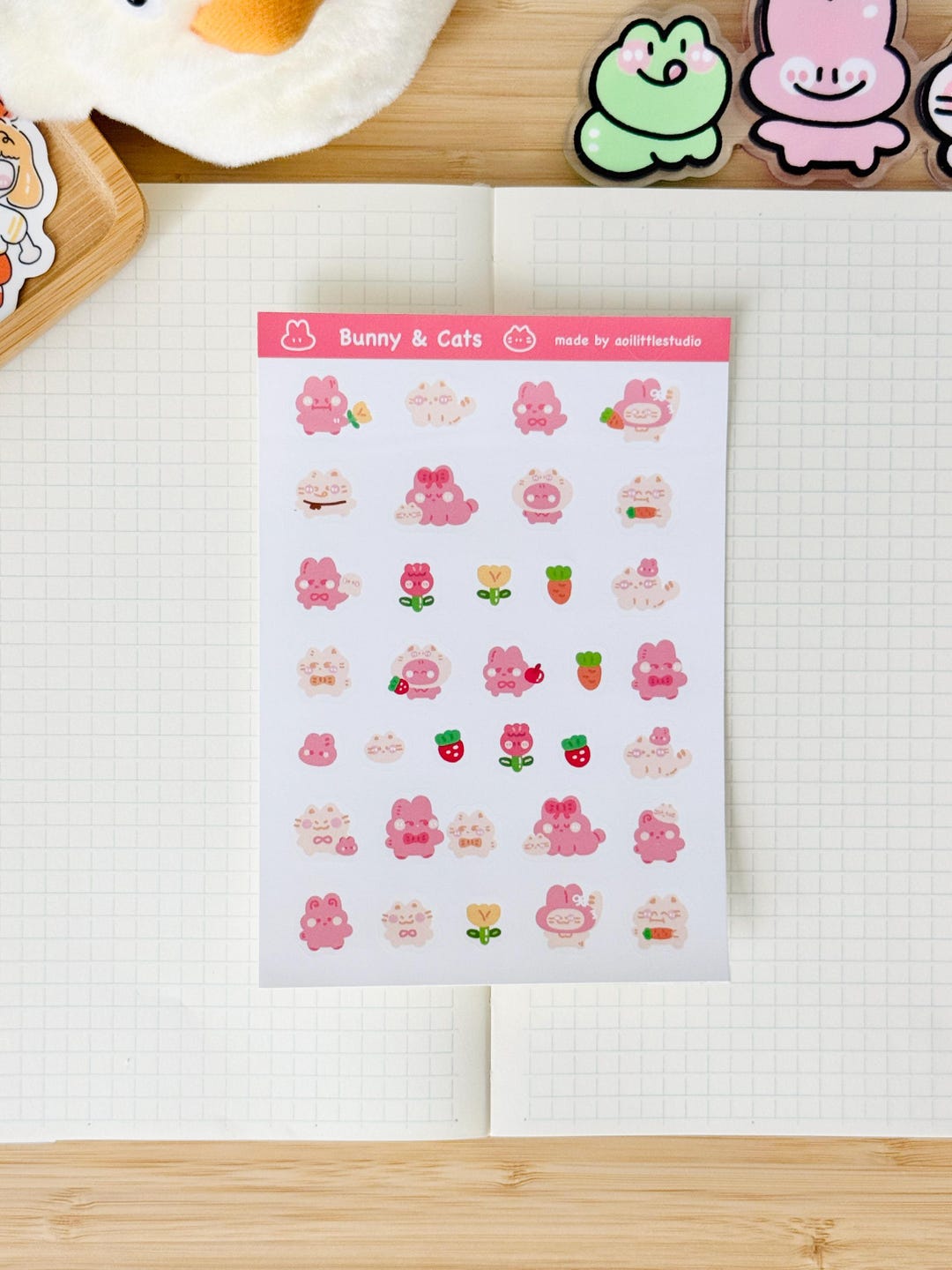 Bunny & Cats Sticker Sheet | Bullet Journal Stickers, Cute Planner ...