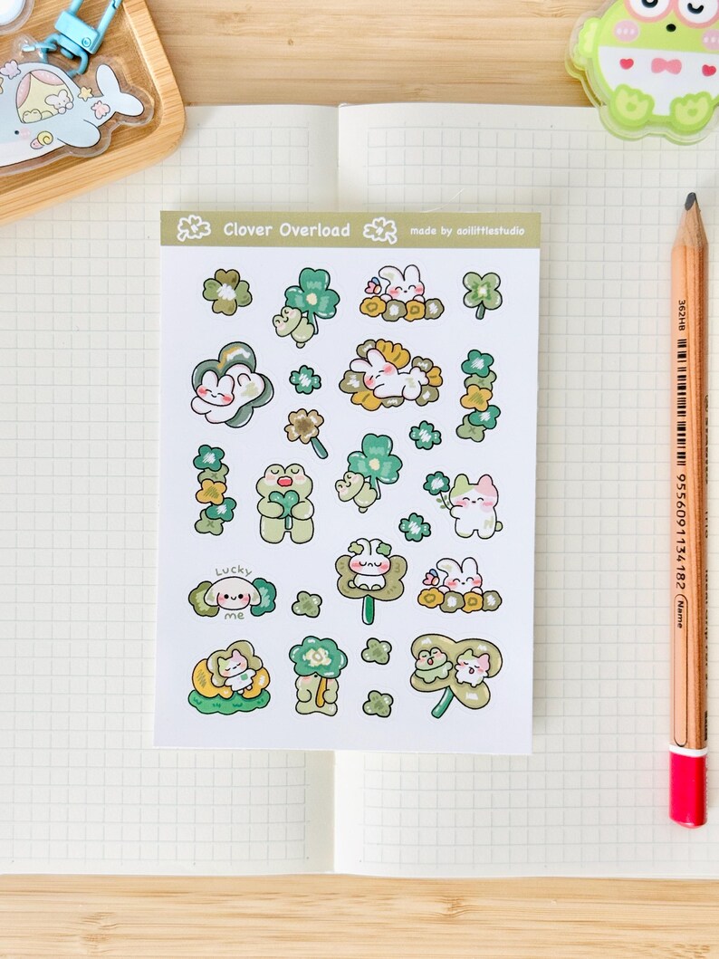 Clover Overload Sticker Sheet | Bullet Journal Stickers, Cute Planner ...