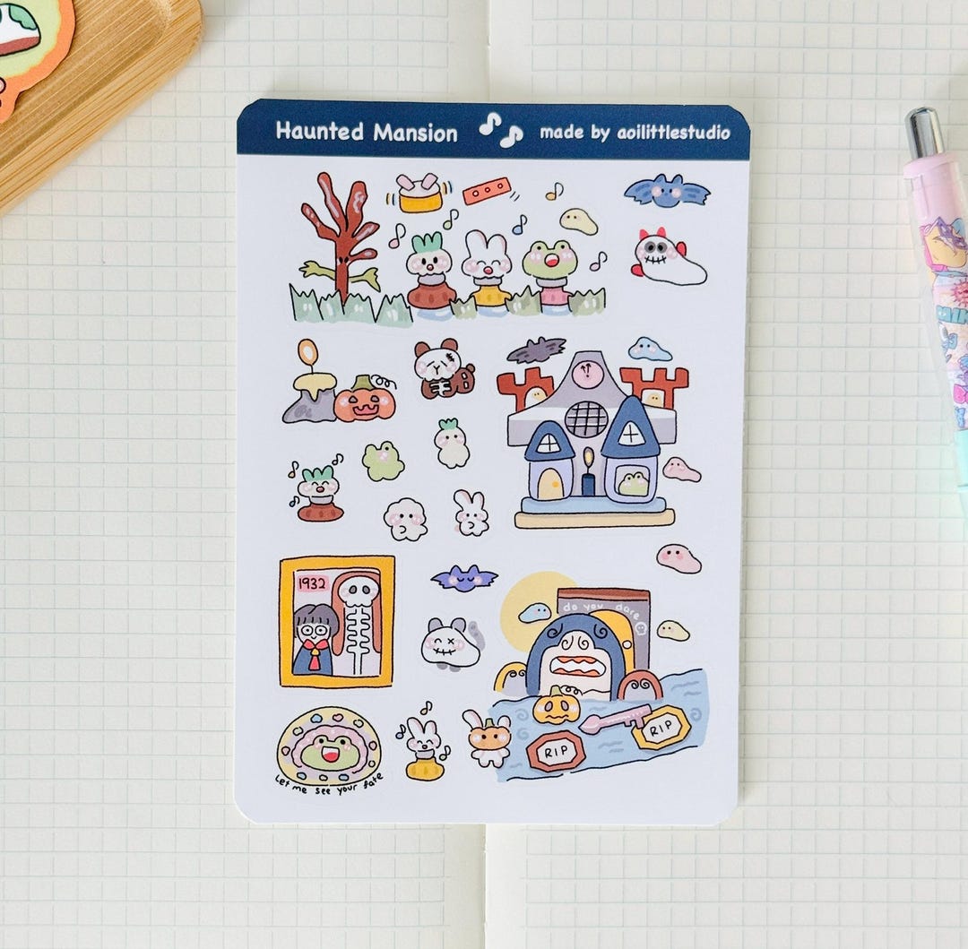 Haunted Mansion Sticker Sheet | Bullet Journal Stickers, Cute Planner ...
