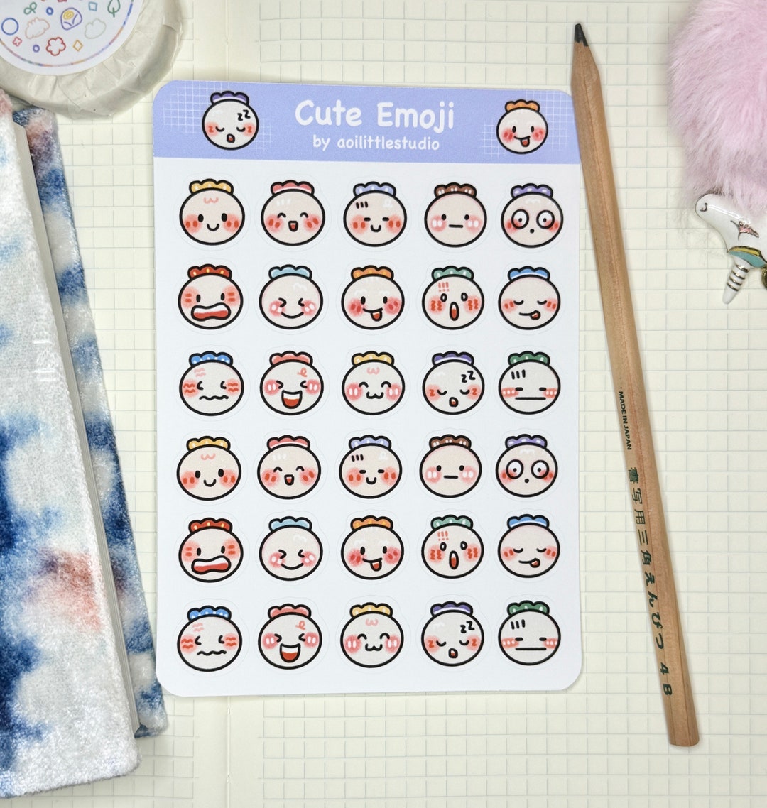 Cute Emoji Sticker Sheet Bullet Journal Stickers, Cute Planner Stickers, Scrapbook Stickers ...