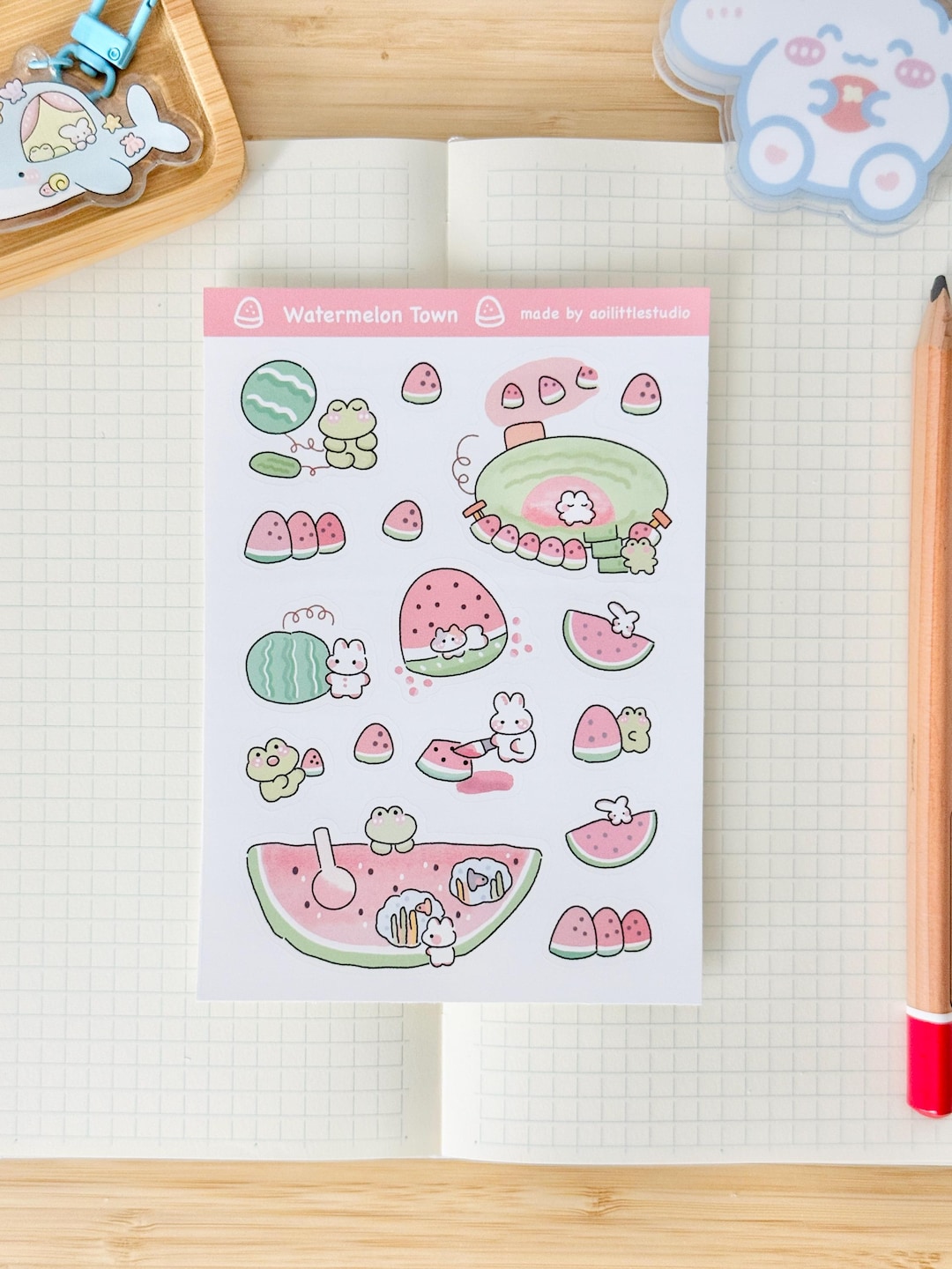 Watermelon Town Sticker Sheet | Bullet Journal Stickers, Cute Planner ...