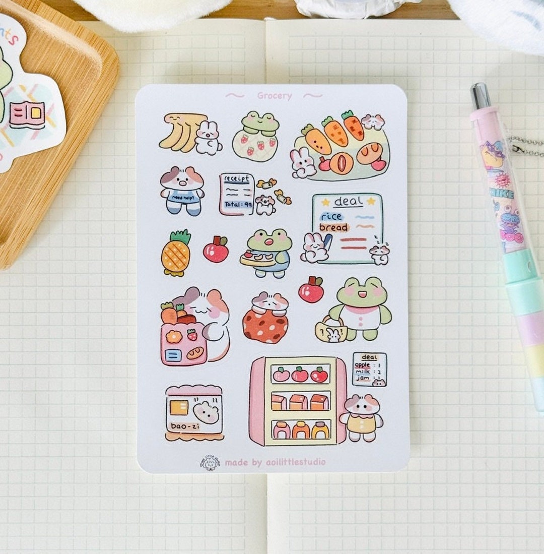 Grocery Sticker Sheet Bullet Journal Stickers, Cute Planner Stickers ...