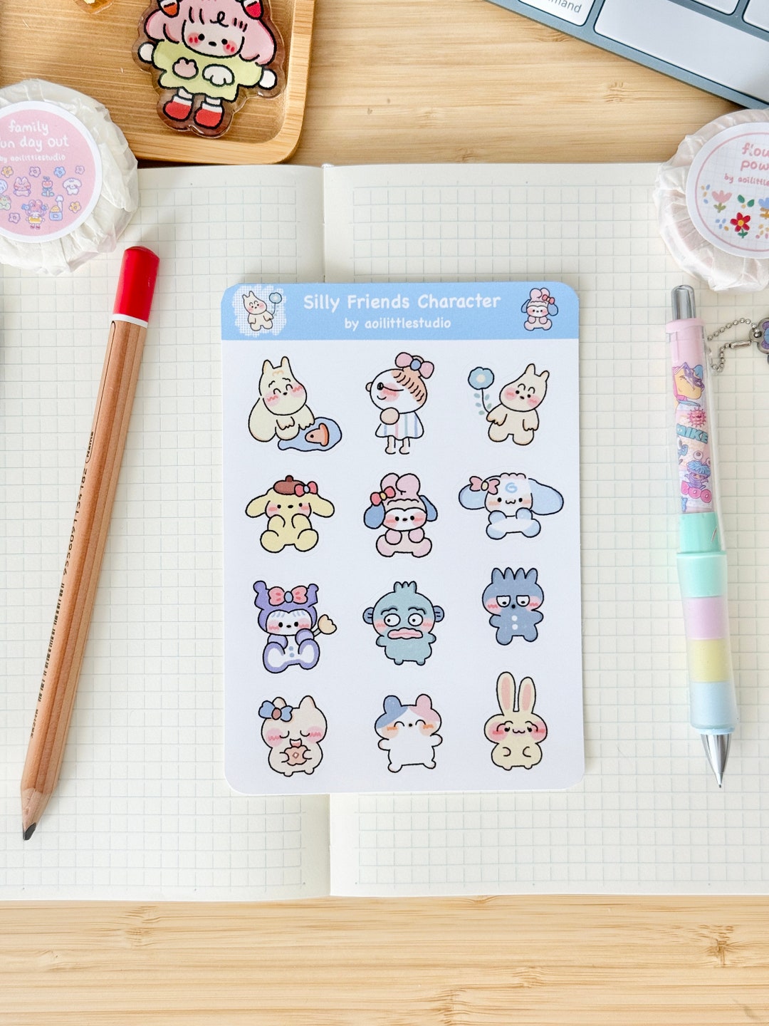 Silly Friends Characters Sticker Sheet Bullet Journal Stickers, Cute ...