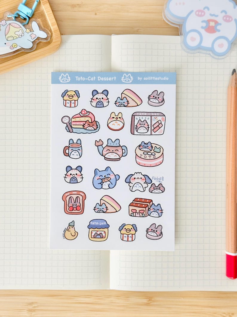 Toto-cat Dessert Sticker Sheet | Bullet Journal Stickers, Cute Planner ...