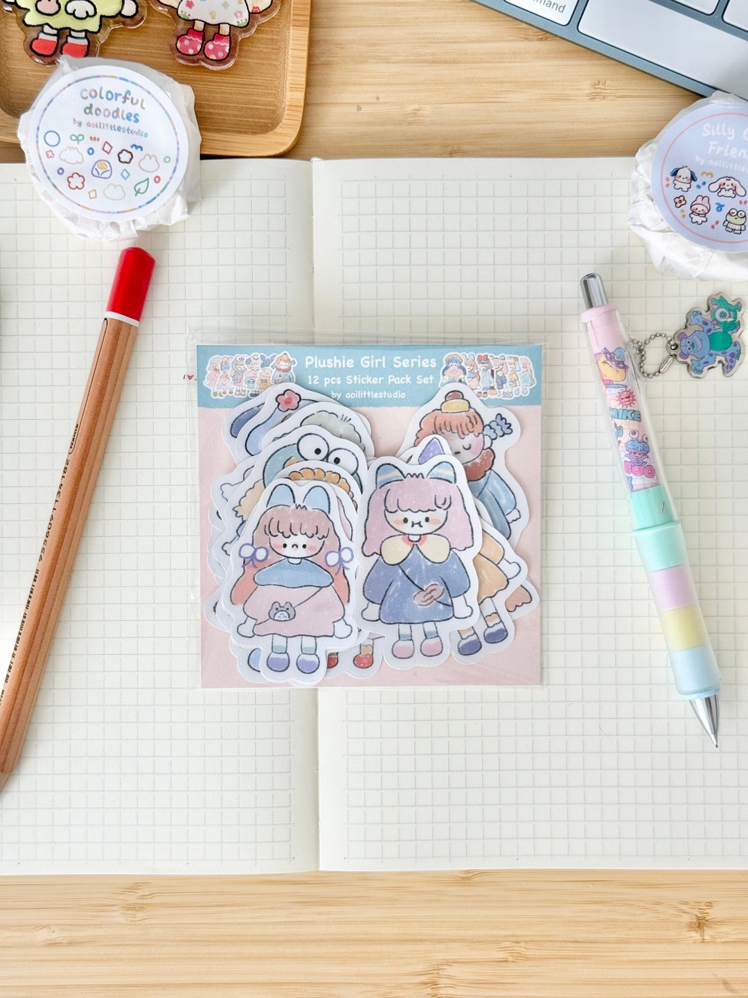 Plushie Girl Sticker Pack Set Smooth Matte Lamination Sticker, Laptop ...