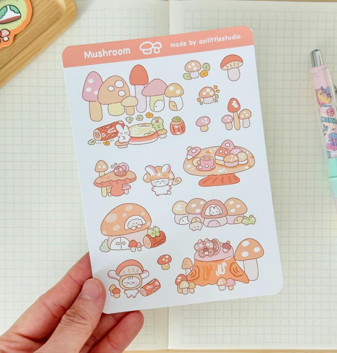 Mushroom Sticker Sheet | Bullet Journal Stickers, Cute Planner Stickers ...