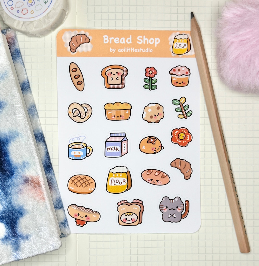 Bread Shop Sticker Sheet | Bullet Journal Stickers, Cute Planner ...