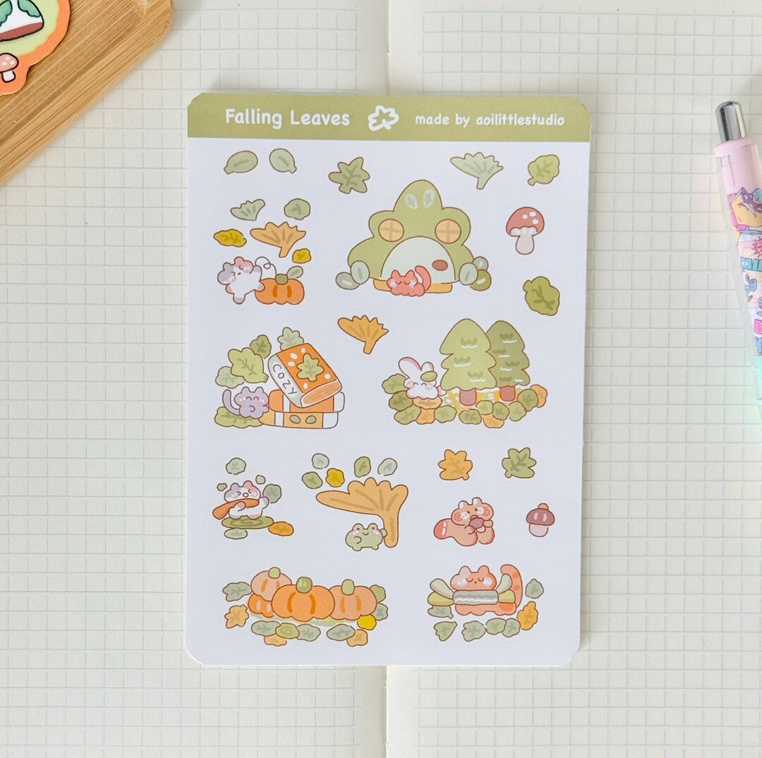 Falling Leaves Sticker Sheet | Bullet Journal Stickers, Cute Planner ...