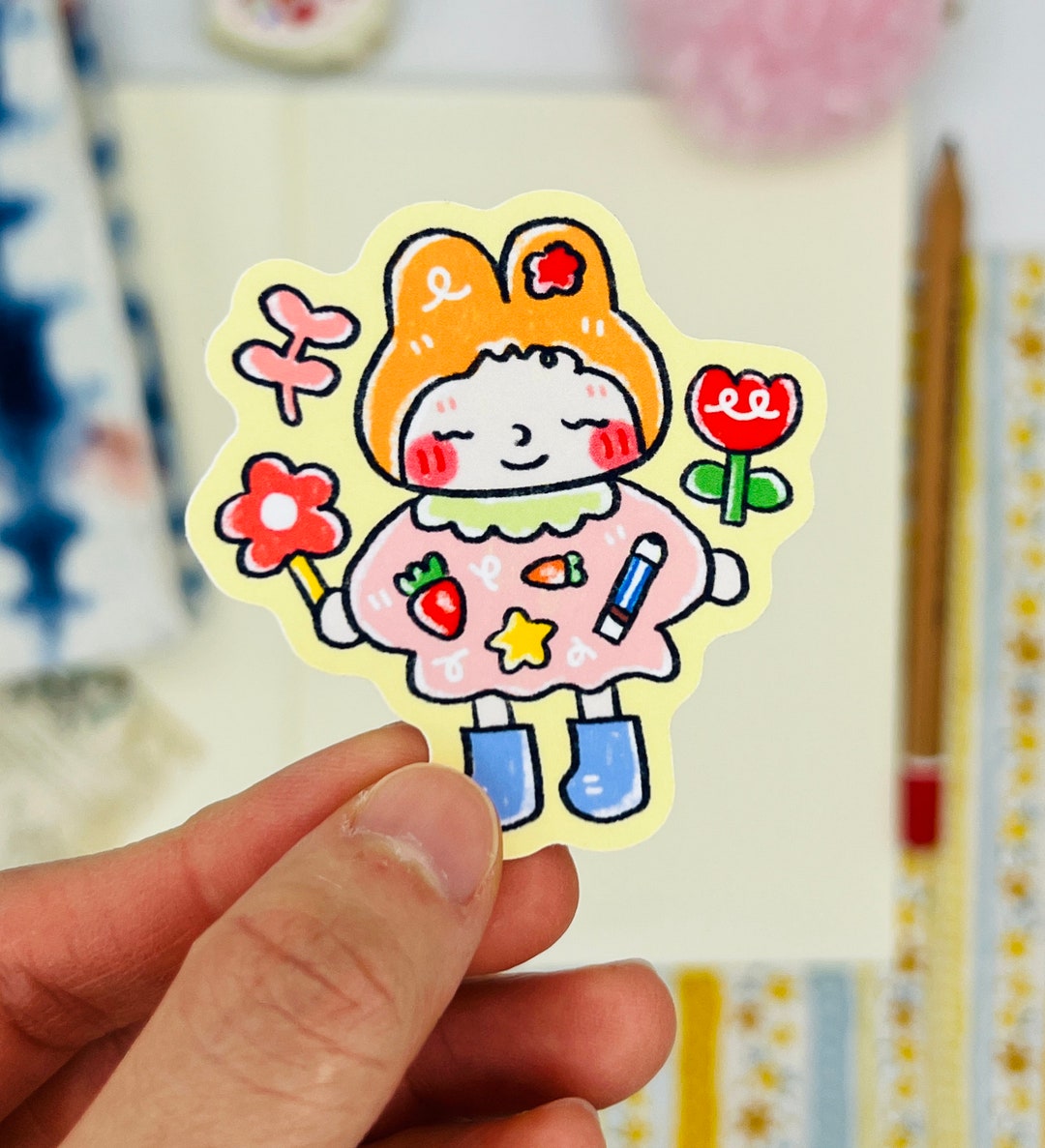 Silly Artist Girl Sticker Smooth Matte Lamination Sticker, Laptop ...