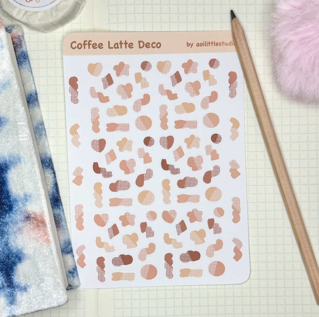 Coffee Latte Deco Sticker Sheet Bullet Journal Stickers, Cute Planner ...