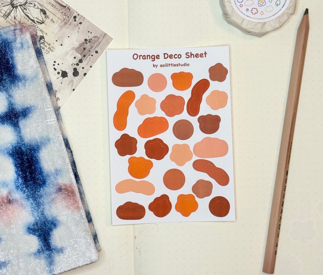 Orange Deco Mini Sticker Sheet Bullet Journal Stickers, Cute Planner ...
