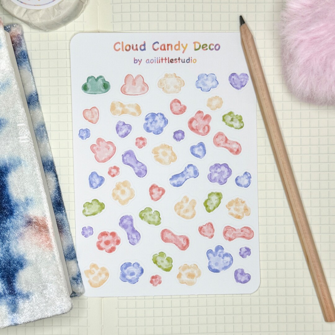 Cloud Candy Deco Sticker Sheet Bullet Journal Stickers, Cute Planner ...