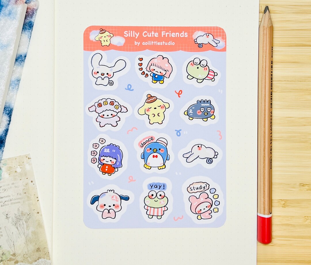 Cute Silly Friends Sticker Sheet Bullet Journal Stickers, Cute Planner ...