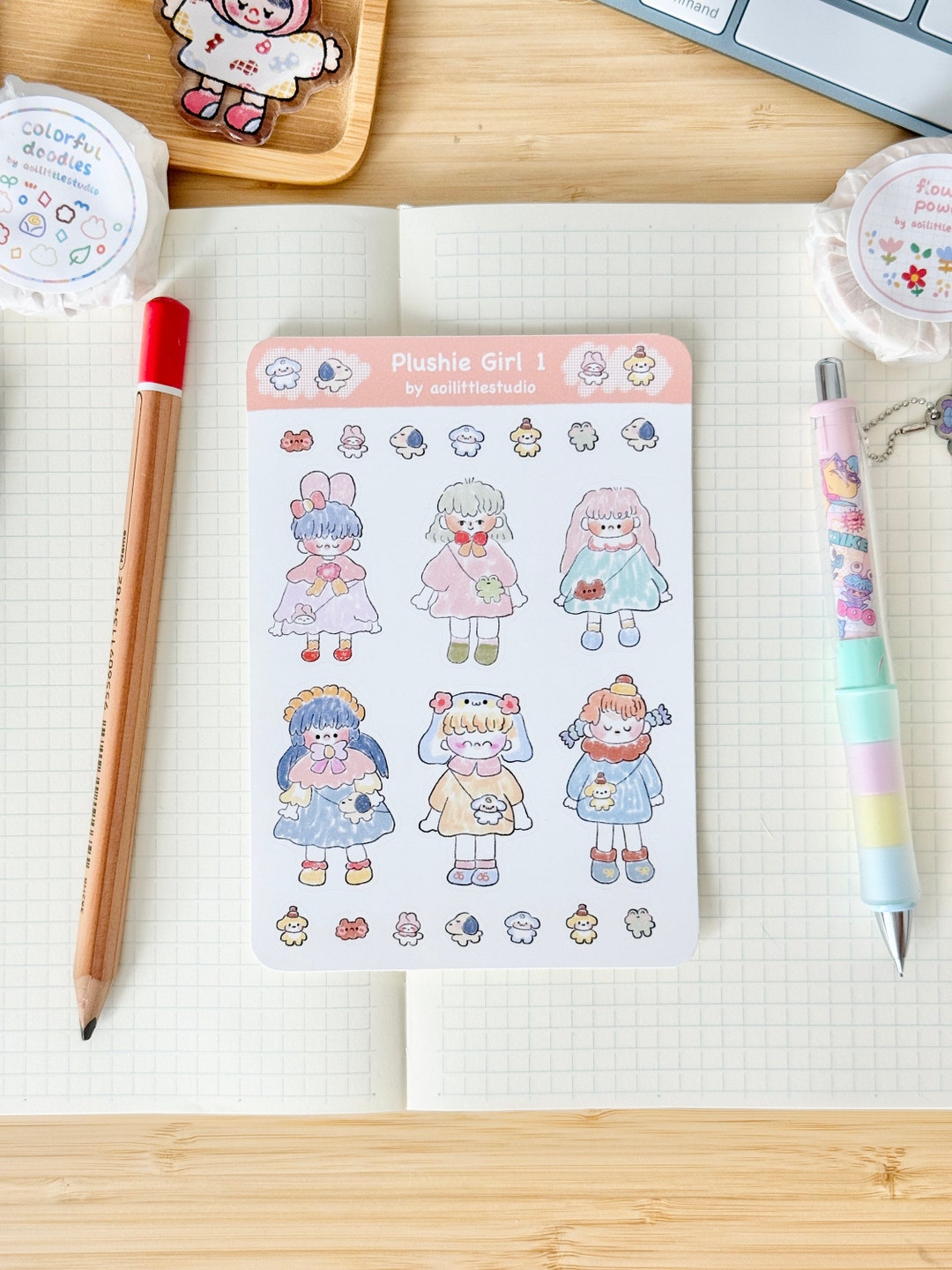 Plushie Girl 1 Sticker Sheet Bullet Journal Stickers, Cute Planner ...