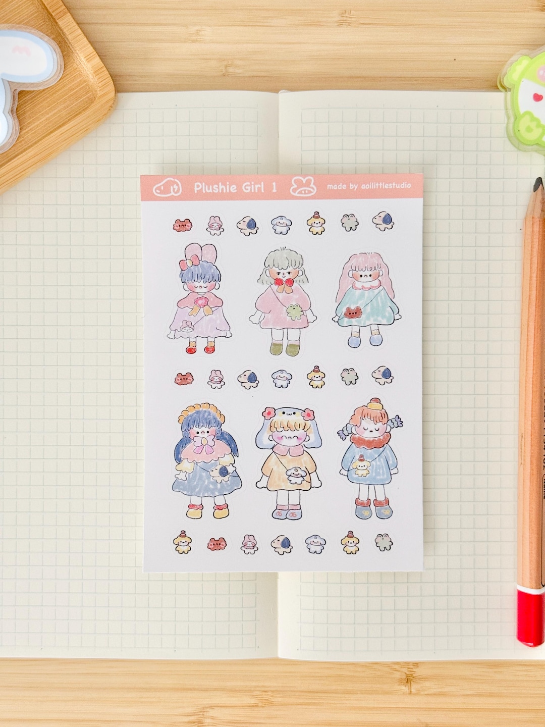 Plushie Girl 1 Sticker Sheet | Bullet Journal Stickers, Cute Planner ...