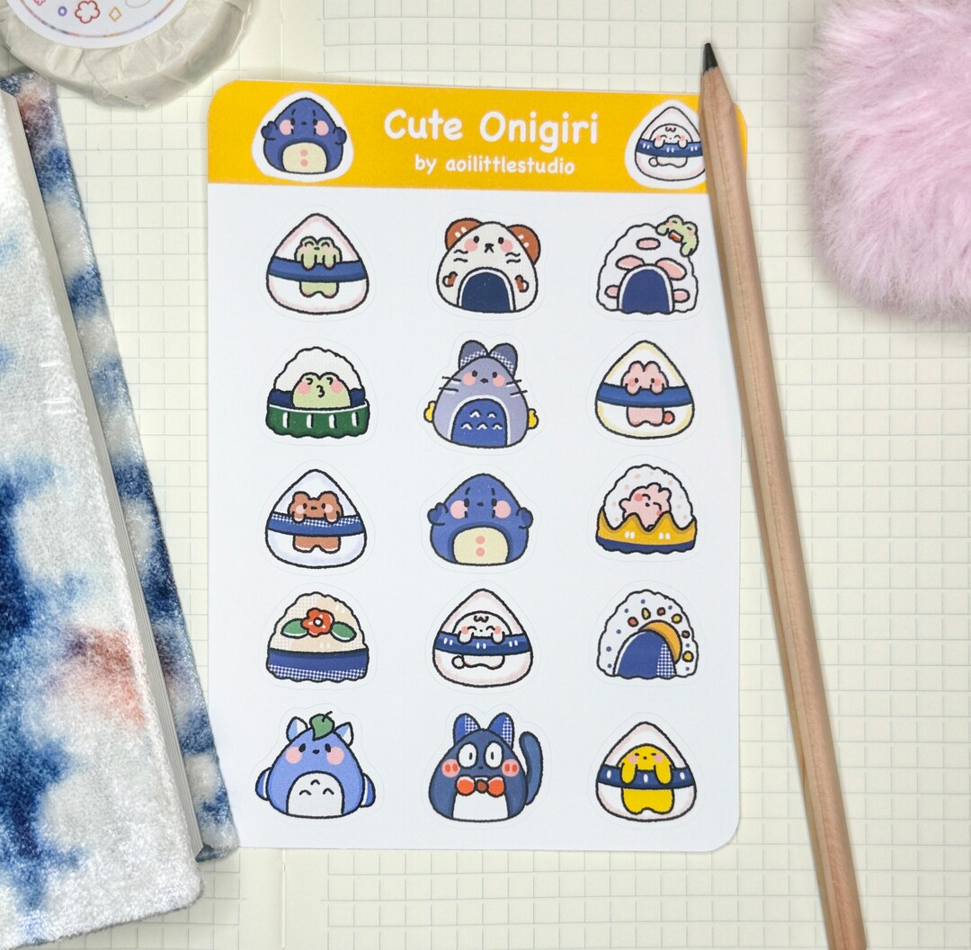 Cute Onigiri Sticker Sheet Bullet Journal Stickers, Cute Planner ...
