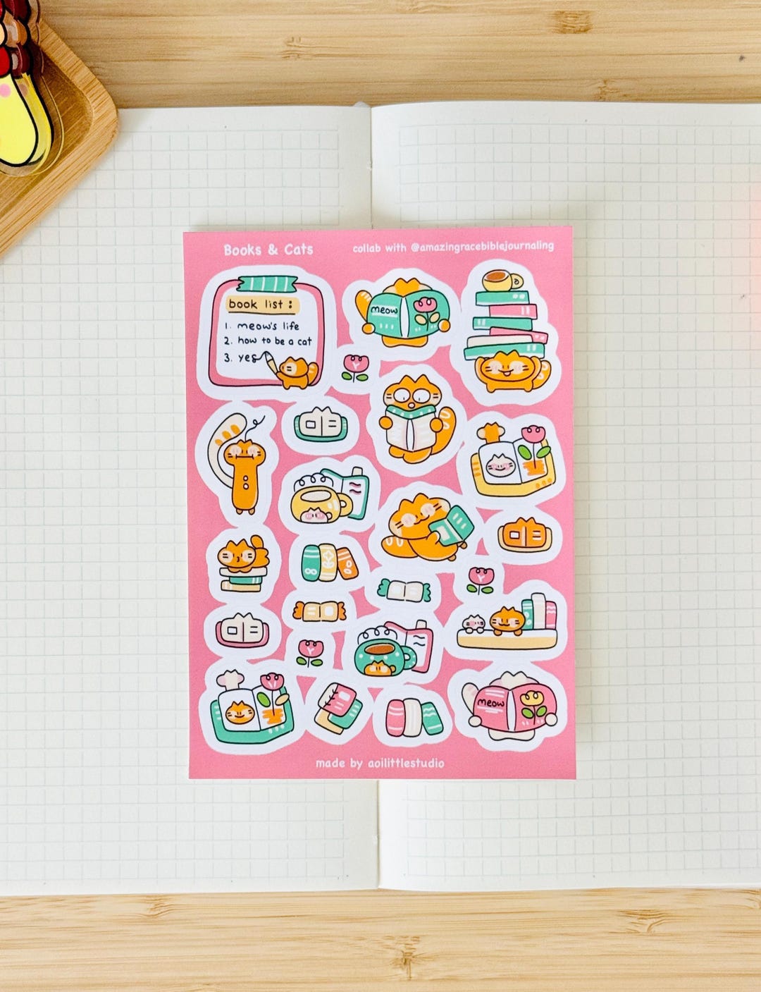 Books & Cats Sticker Sheet | Bullet Journal Stickers, Cute Planner ...