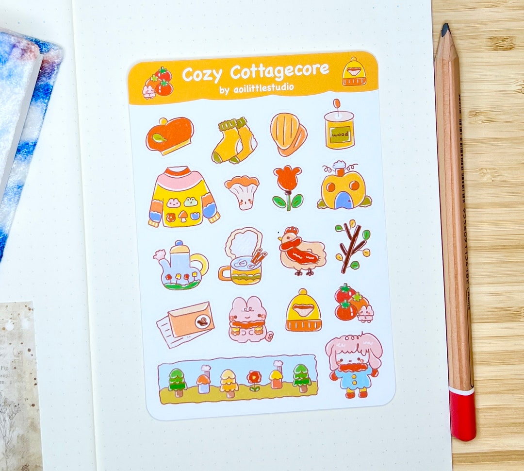 Cozy Cottagecore Sticker Sheet | Bullet Journal Stickers, Cute Planner ...