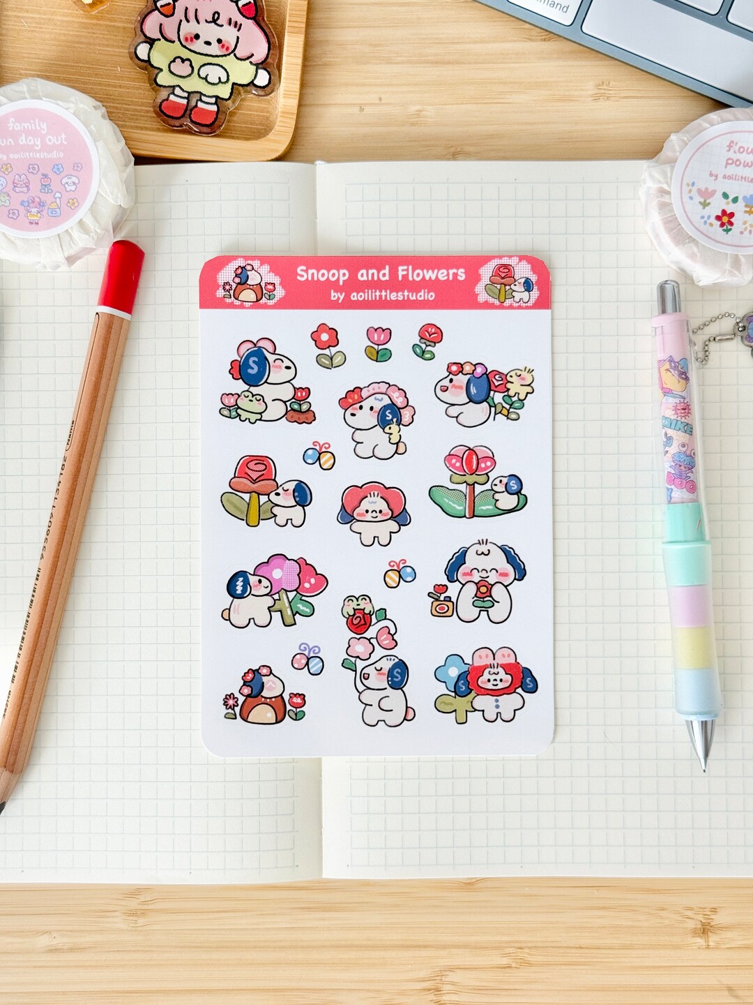 Snoop & Flowers Sticker Sheet Bullet Journal Stickers, Cute Planner ...