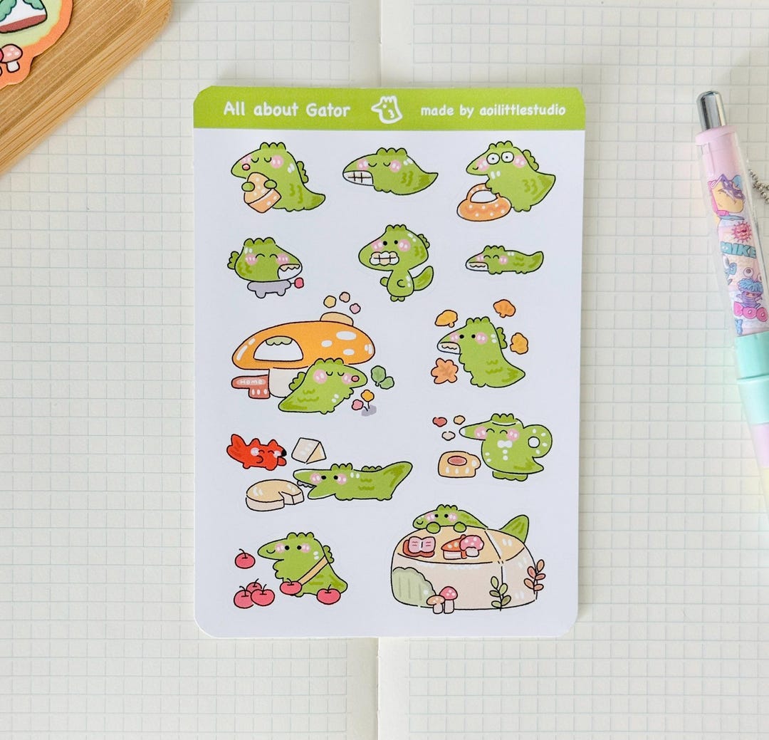 All About Gator Sticker Sheet | Bullet Journal Stickers, Cute Planner ...