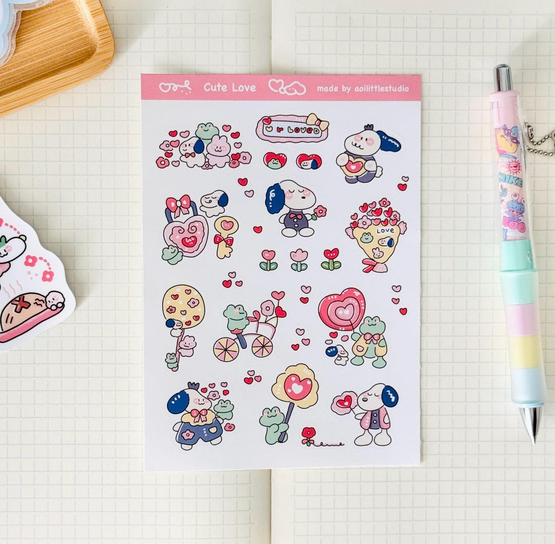 Cute Love Sticker Sheet | Bullet Journal Stickers, Cute Planner ...