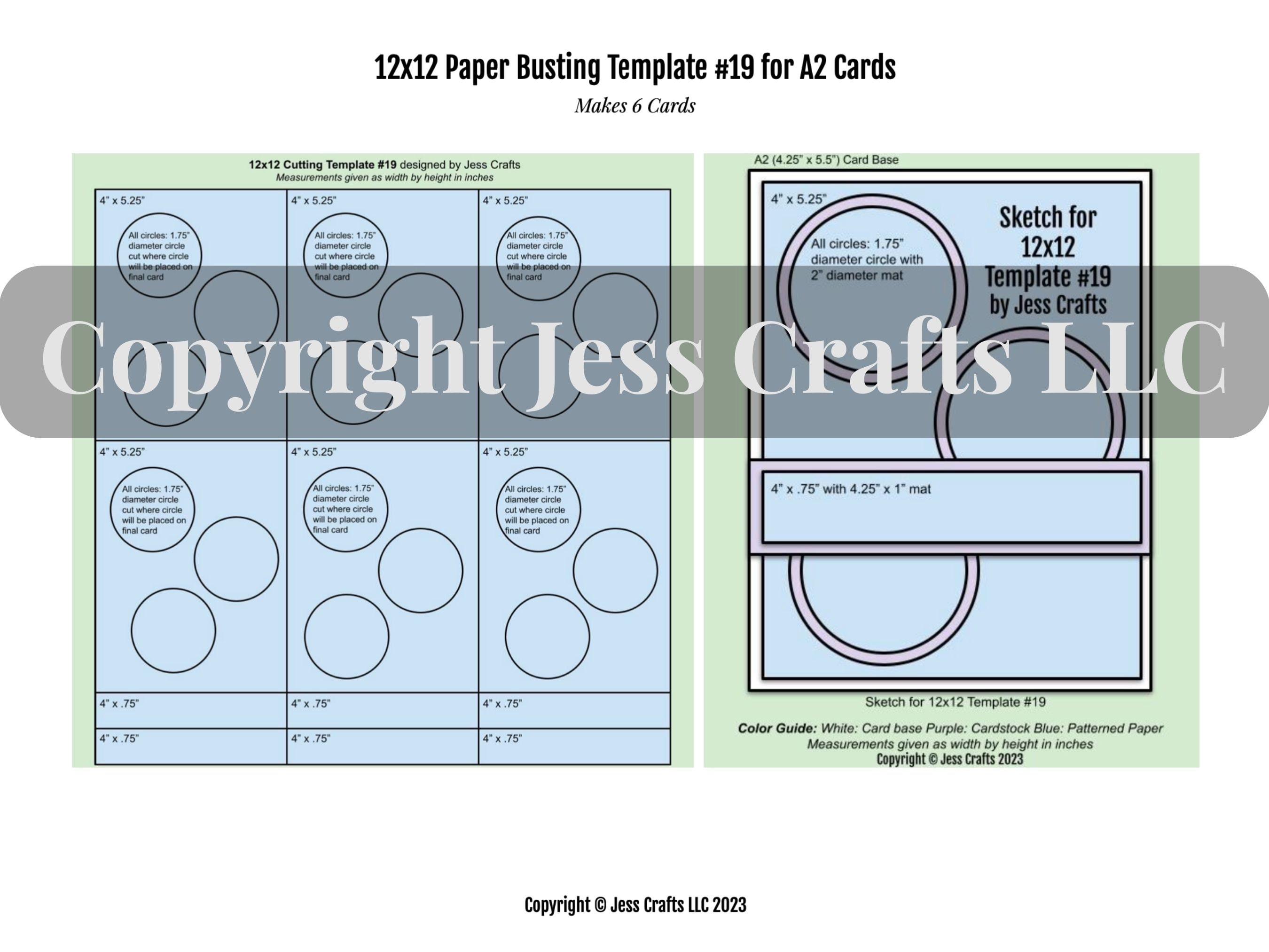 Card Sketches and Paper Busting Templates for 12x12 Paper and A2 Cards ...