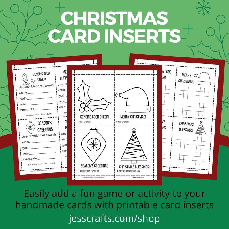 Christmas Printable Card Inserts | Christmas Games & Activities for ...