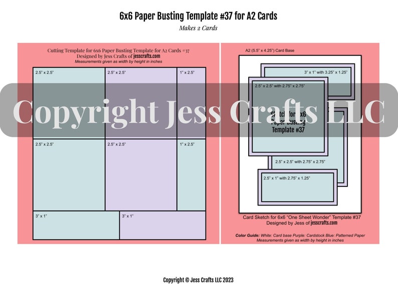 Card Sketches and Paper Busting Templates for 6x6 Paper and A2 Cards 1 ...