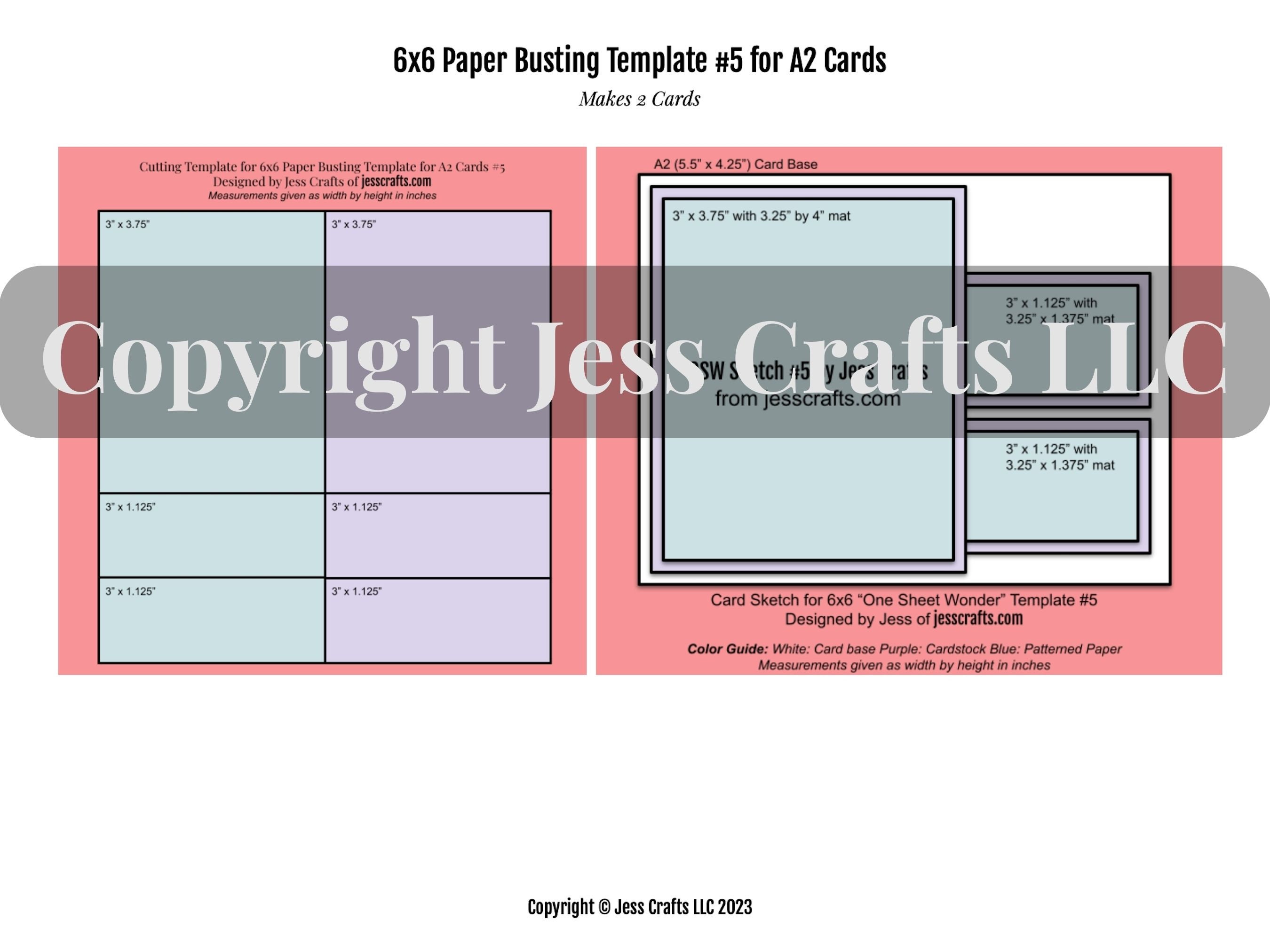 Card Sketches and Paper Busting Templates for 6x6 Paper and A2 Cards 1 ...