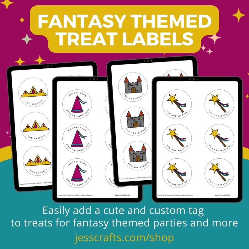 Fairytale Treat Tags for Kids Printable Princess Party Favors Fantasy ...