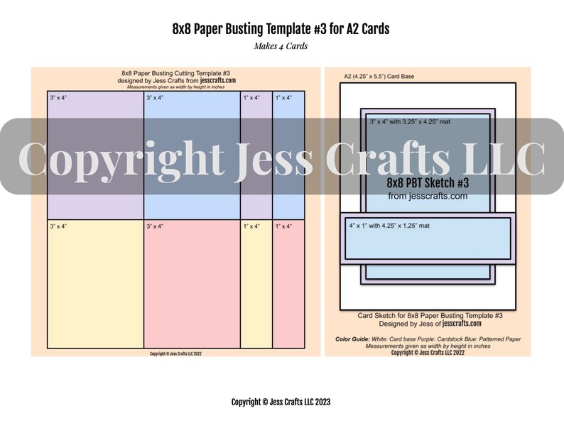 Card Sketches and Paper Busting Templates for 8x8 Paper and A2 Cards 1 ...