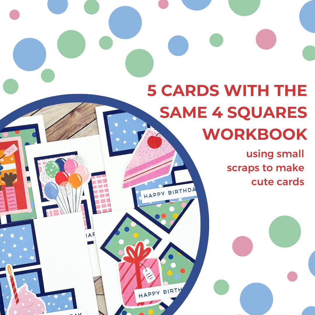 5 Cards From the Same 4 Squares Workbook With Sketches | Create Simple ...