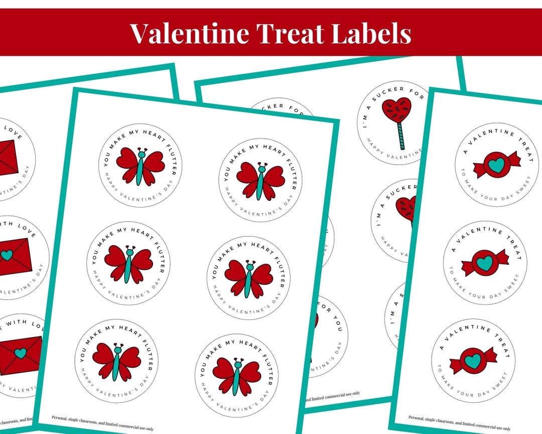 Valentine Treat Tags for Kids Printable Valentine Party Favors Love ...